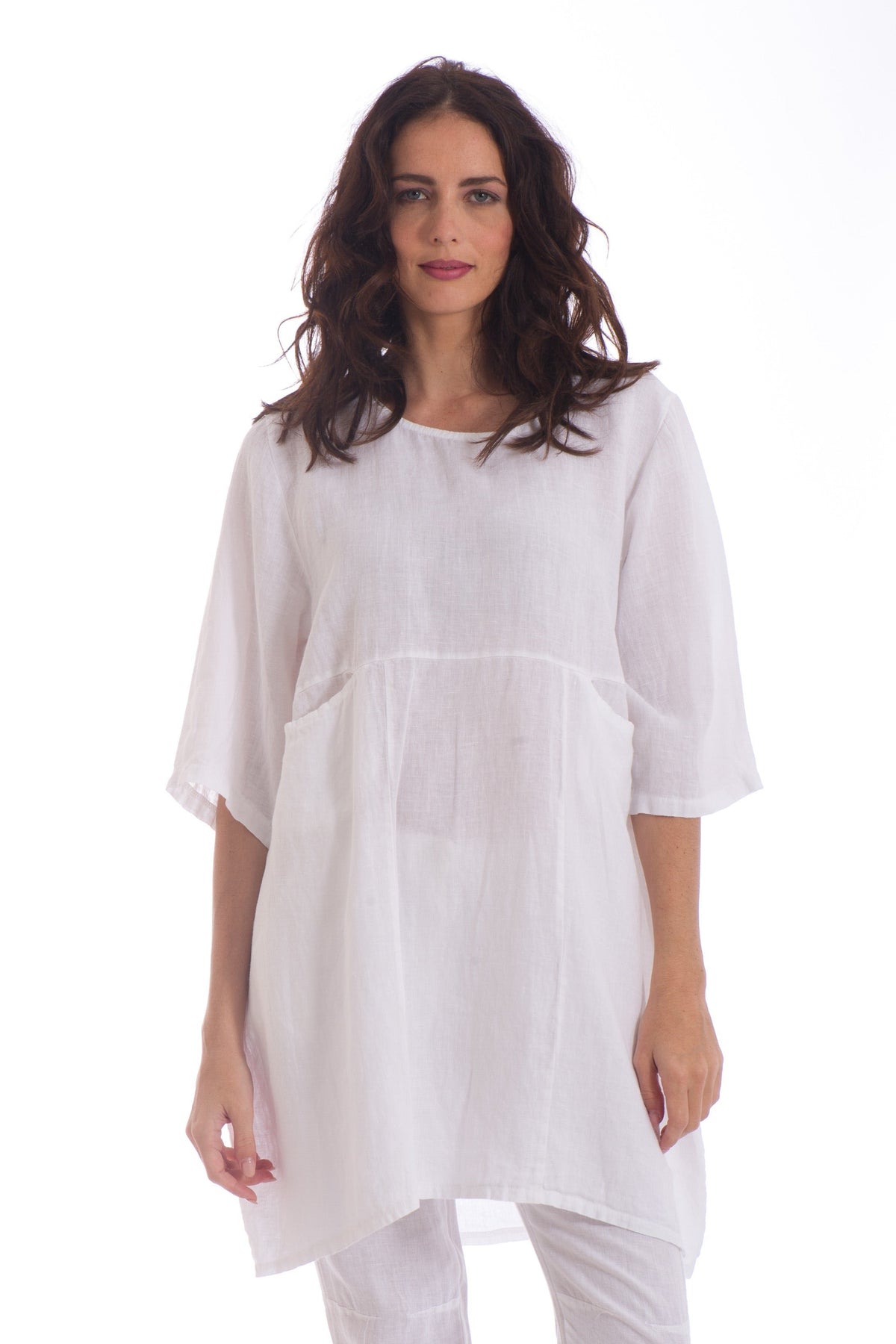 Italian linen tunic with pockets 7001 made in Italy– etikaimports